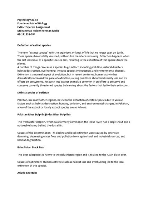 Extinct Species Pdf Extinction Ecosystem