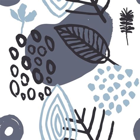 Premium Vector Abstract Natural Seamless Pattern Inspired Hand Drawn With Brush And Ink