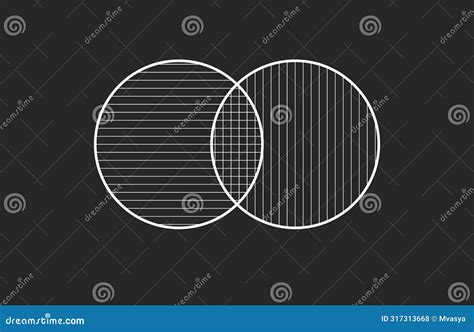 Relationship Venn Diagram With 2 Intersecting Circles Two Opposite Circles Vector Illustration
