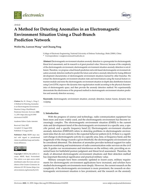 Pdf A Method For Detecting Anomalies In An Electromagnetic Environment Situation Using A Dual