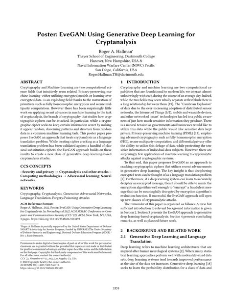 PDF EveGAN Using Generative Deep Learning For Cryptanalysis