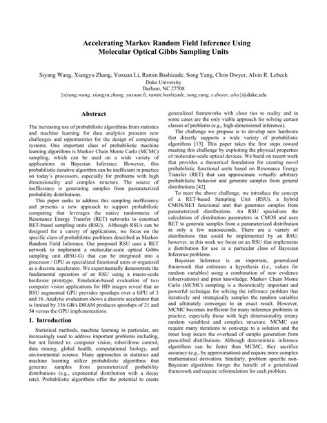 Pdf Accelerating Markov Random Field Inference Using Molecular