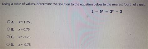 Solved Using A Table Of Values Determine The Solution To The Equation Below To The Nearest