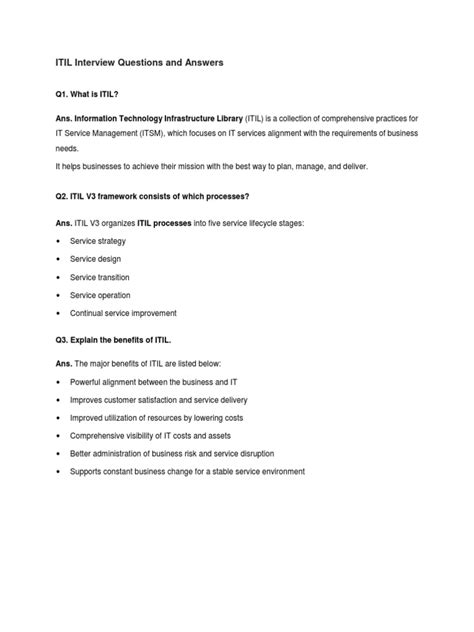 Itil Interview Questions And Answers Pdf Download Free Pdf Itil It Service Management