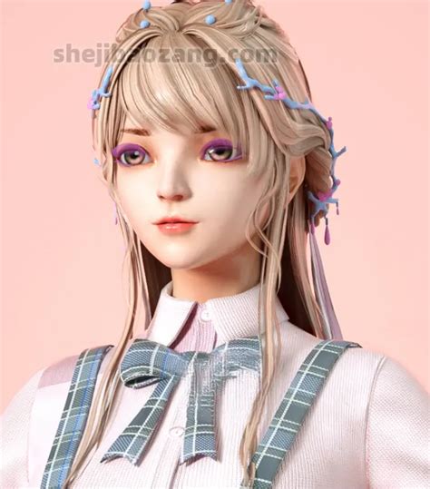 3d模型 三维次世代角色女孩学生动漫jk美女人物模型素材 支持max Fbx Blende C4d 设计宝藏