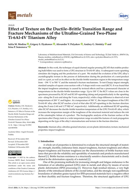 Pdf Effect Of Texture On The Ductilebrittle Transition Range And