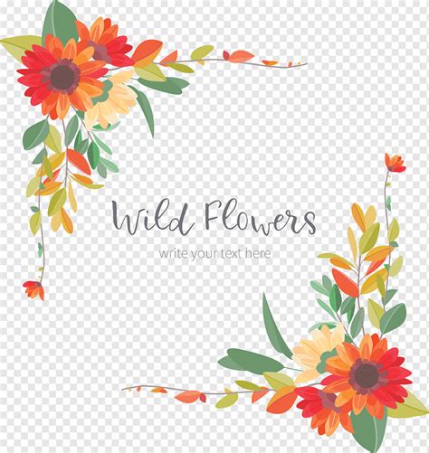 Симпатичная винтажная рамка с красочными цветами Png Pngwing