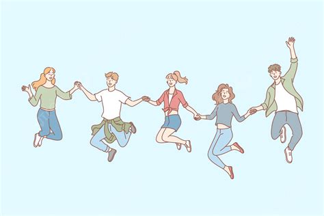 점프하는 사람들 젊은 행복한 기쁨 보유 벡터 즐거움 Png 일러스트 및 벡터 에 대한 무료 다운로드 Pngtree