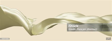 플라잉 크림 실크 직물 직물 깃발 배경 부드럽고 우아한 크림 새틴은 그랜드 오프닝 행사를 위해 배경에 격리되어 있습니다 크림 컬러 커튼 3d 벡터 그림입니다 0명에 대한