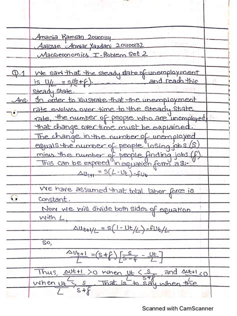 Macroeconomics Problem Set 2 Amania And Aalizae Pdf