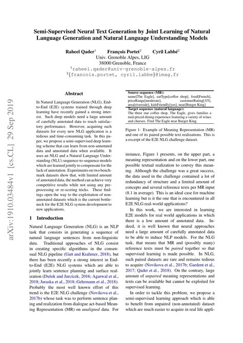 Pdf Semi Supervised Neural Text Generation By Joint Learning Of Natural Language Generation