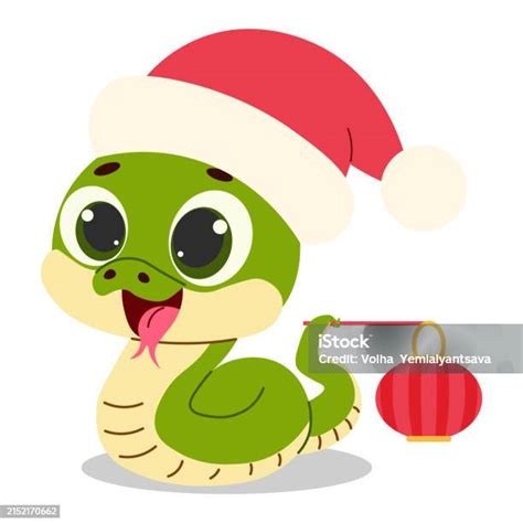 2025 중국 설날 빨간 모자를 쓴 귀여운 뱀과 중국 등불 벡터 일러스트 레이 션입니다 12월에 대한 스톡 벡터 아트 및 기타 이미지 Istock