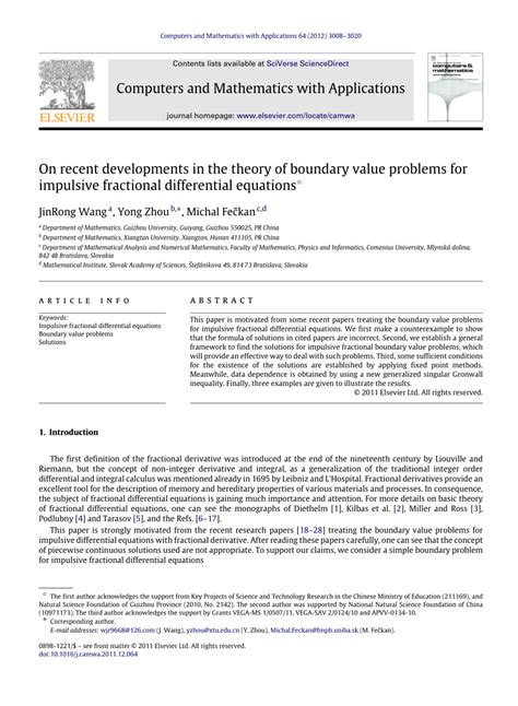 Pdf On Recent Developments In The Theory Of Boundary Value Problems