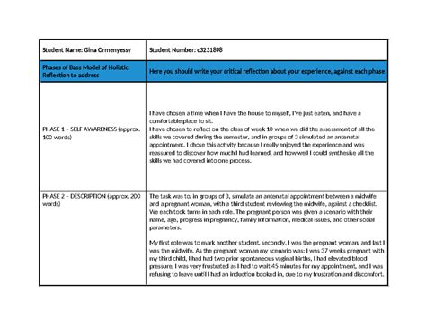 Reflection 1101 Student Name Gina Ormenyessy Student Number C