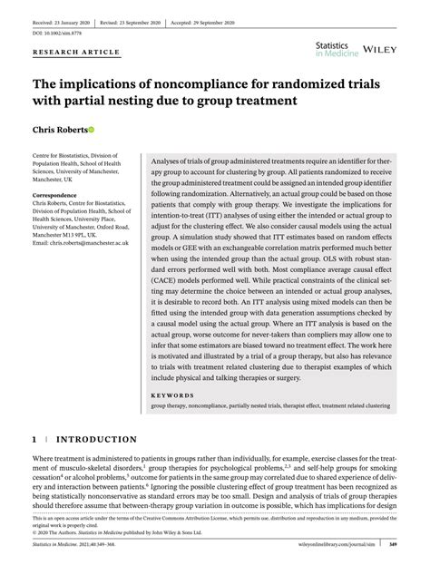 Pdf The Implications Of Noncompliance For Randomized Trials With Partial Nesting Due To Group