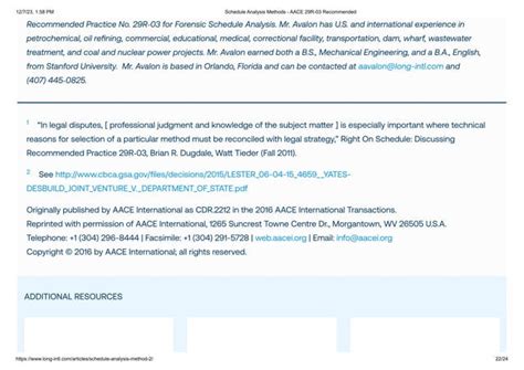 Schedule Analysis Methods Aace 29r 03 Recommendedpdf