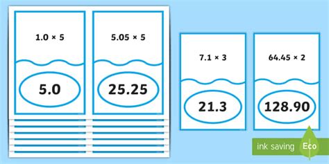 Multiplying Decimal Numbers Matching Cards AC M N Multiplying Decimal Numbers Matching Cards AC M N