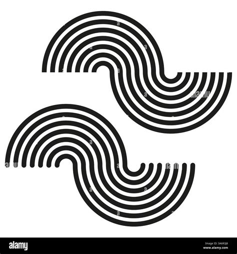 Wavy Vector Arcs Symmetrical Black Lines Concentric Curved Shapes Dynamic Abstract Elements