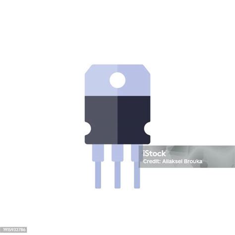 Transistor Semiconductor Icon Flat Vector Stock Illustration Download Image Now Chalkboard