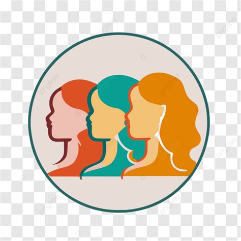 여자들은 원 안에 얼굴을 맞대고 있다 벡터 흰색 배경에 아름다운 여성의 단순한 다채로운 아이콘 그림자 없음 작은 프레임 중앙 Png 일러스트 및 벡터 에 대한 무료