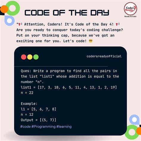 Coders Ready On Linkedin Codeoftheday Codingchallenge Programming Thinkcodecreate Codeit