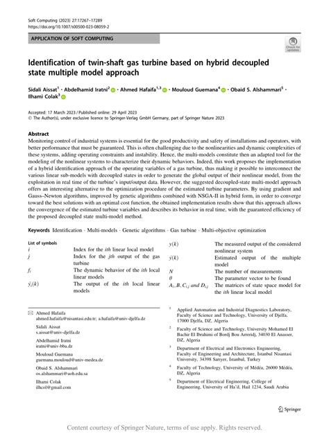 Identification Of Twin Shaft Gas Turbine Based On Hybrid Decoupled State Multiple Model Approach