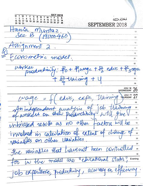Assignment 2 Econometrics Econometrics Equation Making Assignment