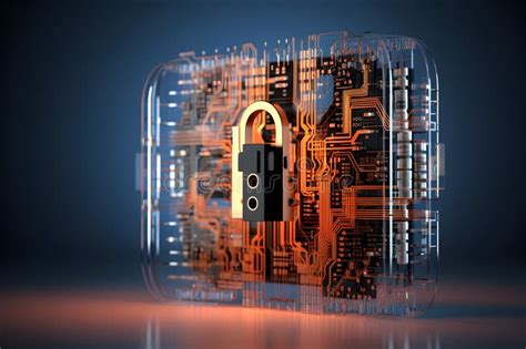 Lock With Circuit Pattern Concept Of Data Security Cybersecurity Cyber Defense Etc Stock