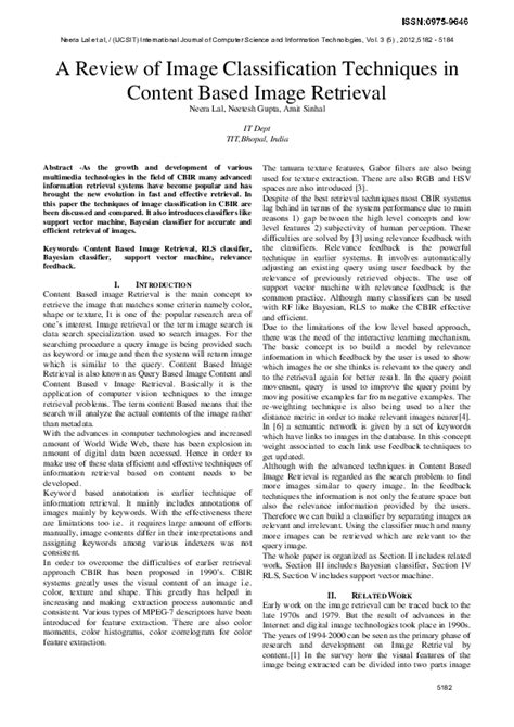 pdf a review of image classification techniques in content based