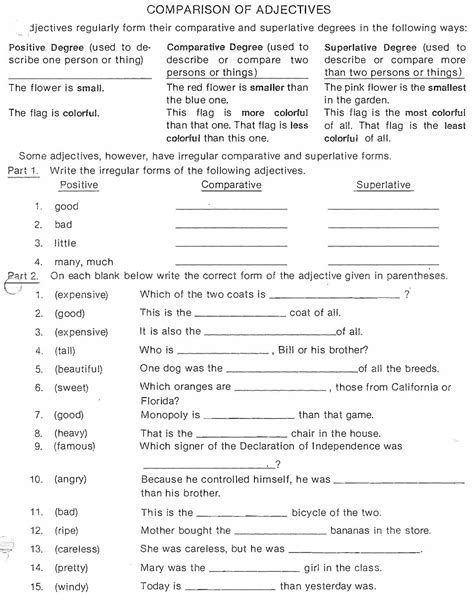 English Assignments Comparison Of Adjectives