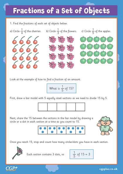 Non Unit Fractions Of A Set Of Objects Problems Stretch Year 3 Cgp