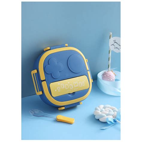 Термо кутия за храна детска за обяд 2 отделения 550 мл неръждаема стомана 304 син Emag Bg