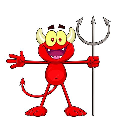 Premium Vector A Red Devil Cartoon Character With Facial Expression