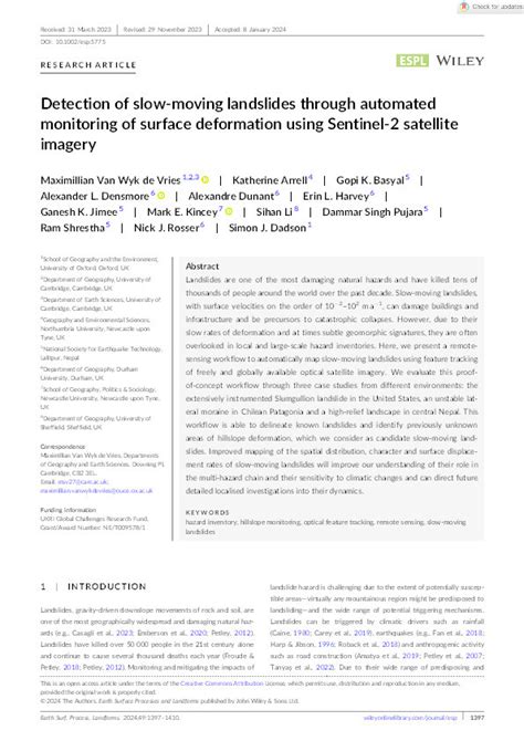 Detection Of Slow‐moving Landslides Through Automated Monitoring Of Surface Deformation Using