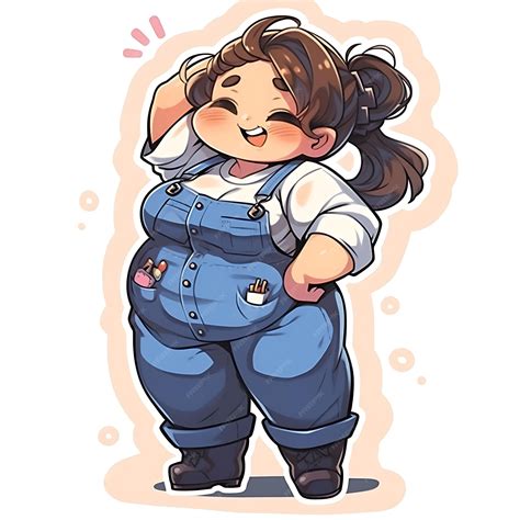Premium Ai Image Sticker Anime Girl Cute Chubby Cartoon With Bold