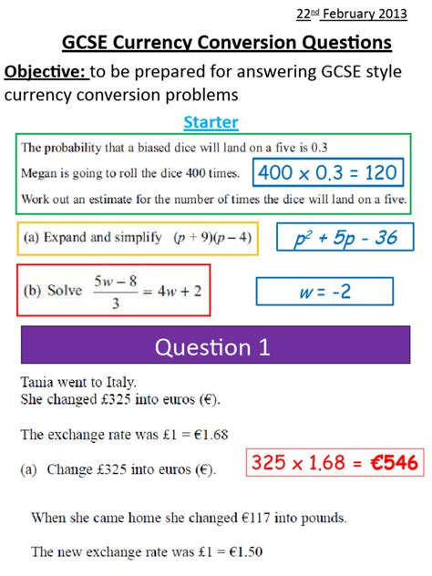 Currency Conversion Gcse Questions Pdf