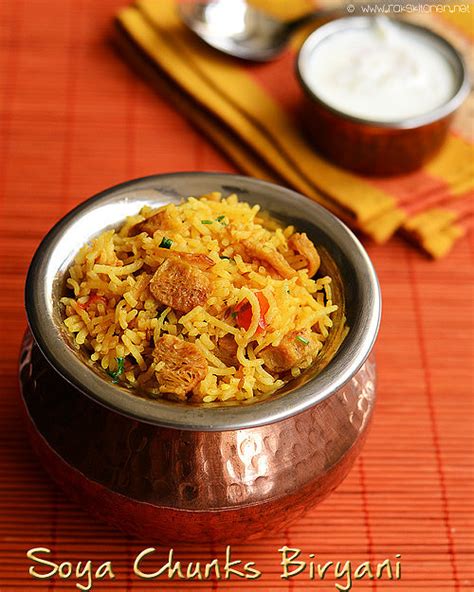 Soya Chunks Biryani Recipe Meal Maker Biryani Raks Kitchen