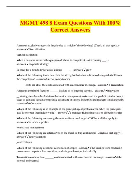 Mgmt 498 8 Exam Questions With 100 Correct Answers Mgmt Stuvia Us