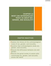 Ch13 PPT PDF Pdf 6 27 2018 CHAPTER 13 WHAT CAN ANTHROPOLOGY TEACH US ABOUT SEX GENDER AND