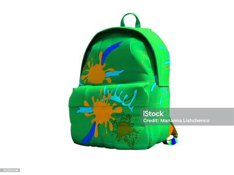 녹색 학교 가방 배낭 푸른 반점과 흰색 배경에서 왼쪽된 보기 3d 렌더링에 그림자 0명에 대한 스톡 사진 및 기타 이미지 0명 가방 교육 Istock