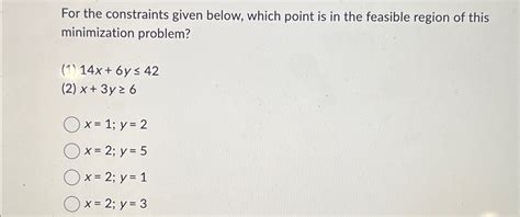 Solved For The Constraints Given Below Which Point Is In