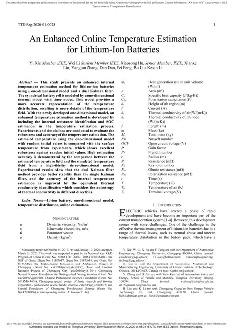 Pdf An Enhanced Online Temperature Estimation For Lithium Ion Batteries