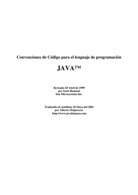 Pdf De Programación Convenciones De Código Para El Lenguaje De