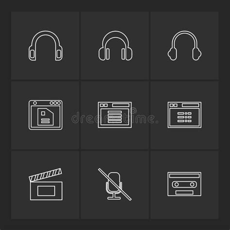 Multimedia User Interface Camera Technology Eps Icons Se Stock Vector Illustration Of