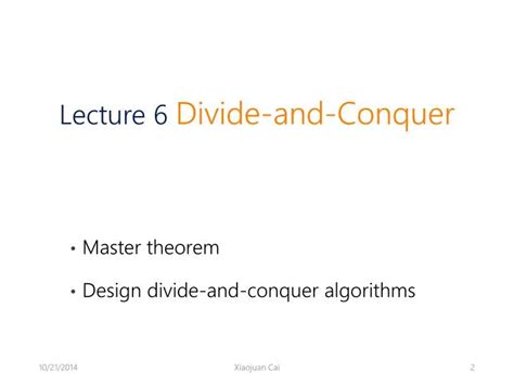 Ppt Master Theorem Design Divide And Conquer Algorithms Powerpoint