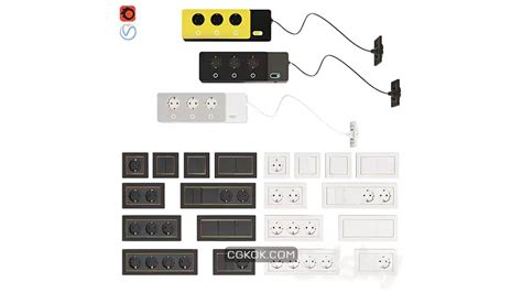 آبجکت کلید و پریز برق دانلود مدل سه بعدی سه راهی