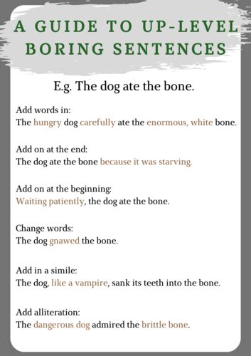 Up Level Boring Sentences Teaching Resources