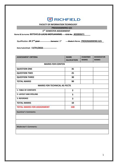 C Assignment Faculty Of Information Technology Programming 621 1 St Semester Assignment Name