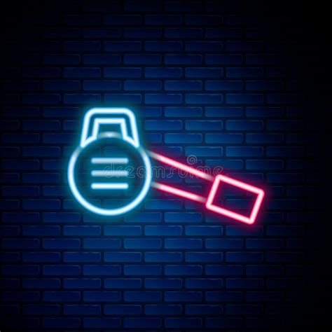 Glowing Neon Line Leaf Garden Blower Icon Isolated On Brick Wall