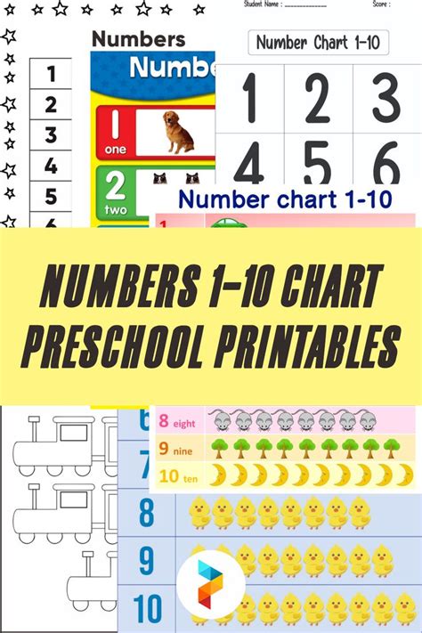Numbers 1 10 Chart Preschool Printable Worksheet